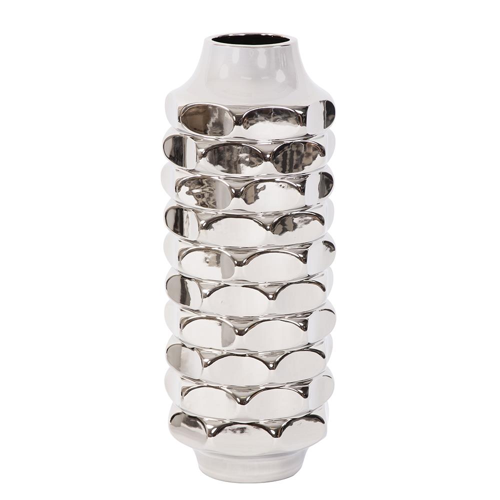 Type II | Accessories | Hammered Metallic Silver Ceramic Vase, Large ...