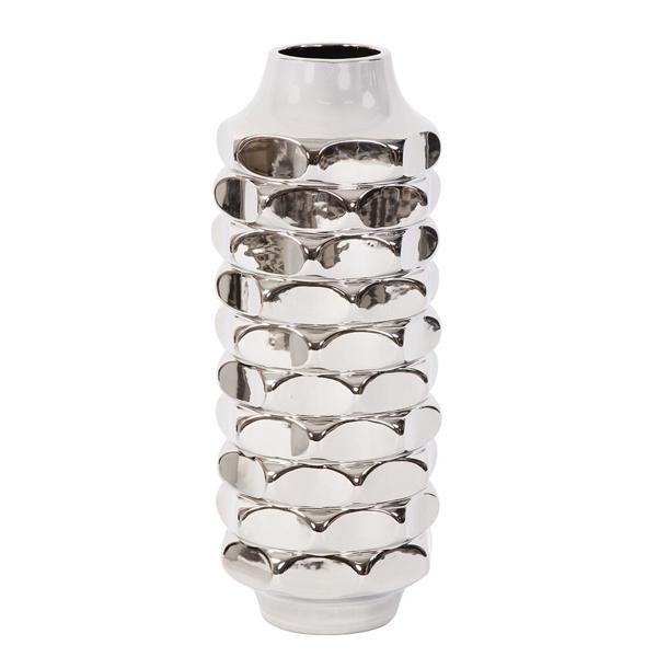 Type II | Accessories | Hammered Metallic Silver Ceramic Vase, Large ...