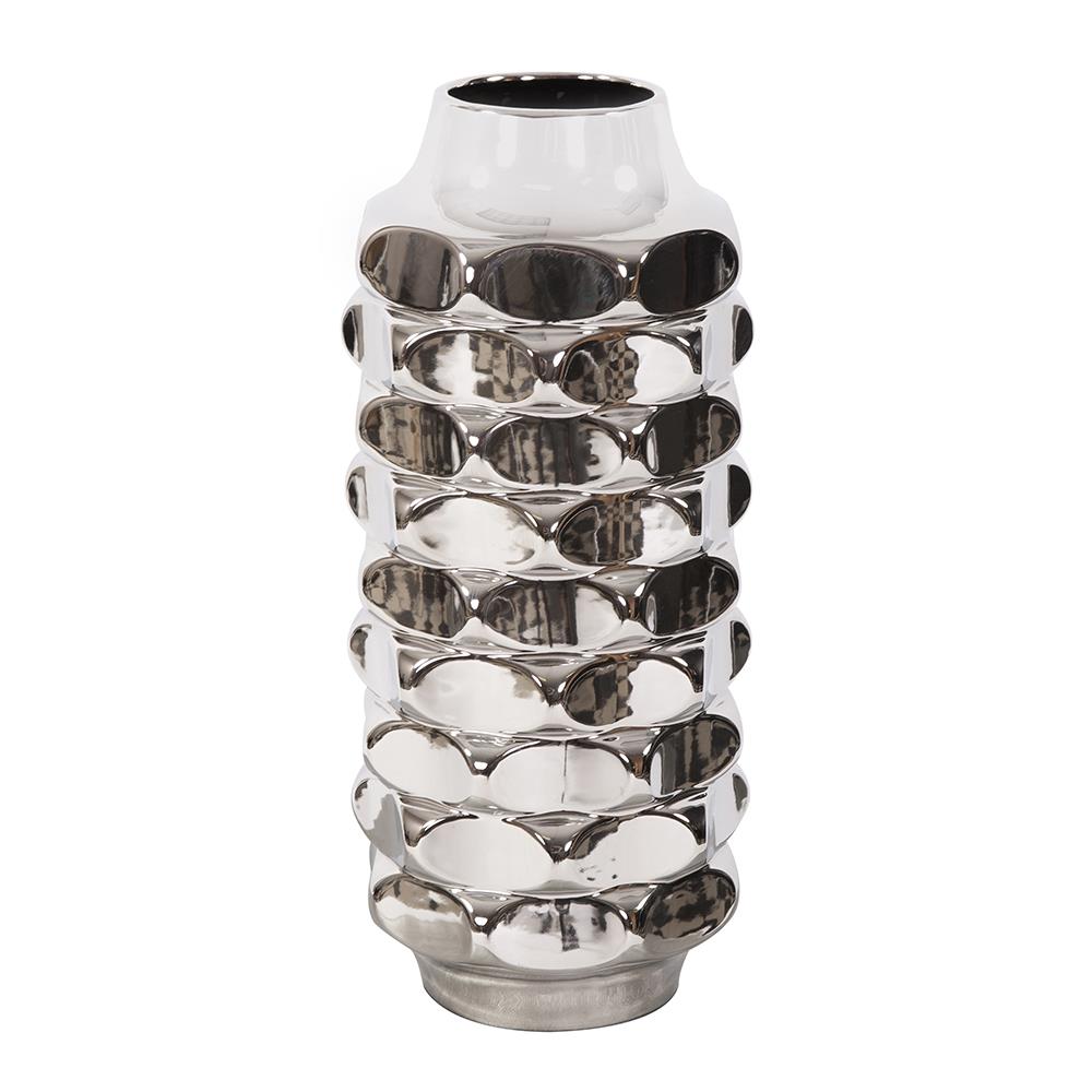 Type II | Accessories | Hammered Metallic Silver Ceramic Vase, Medium ...