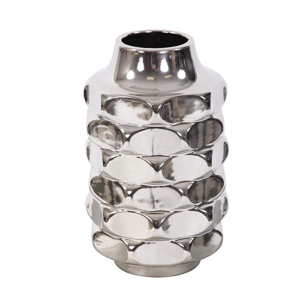 Type II | Accessories | Hammered Metallic Silver Ceramic Vase, Small ...